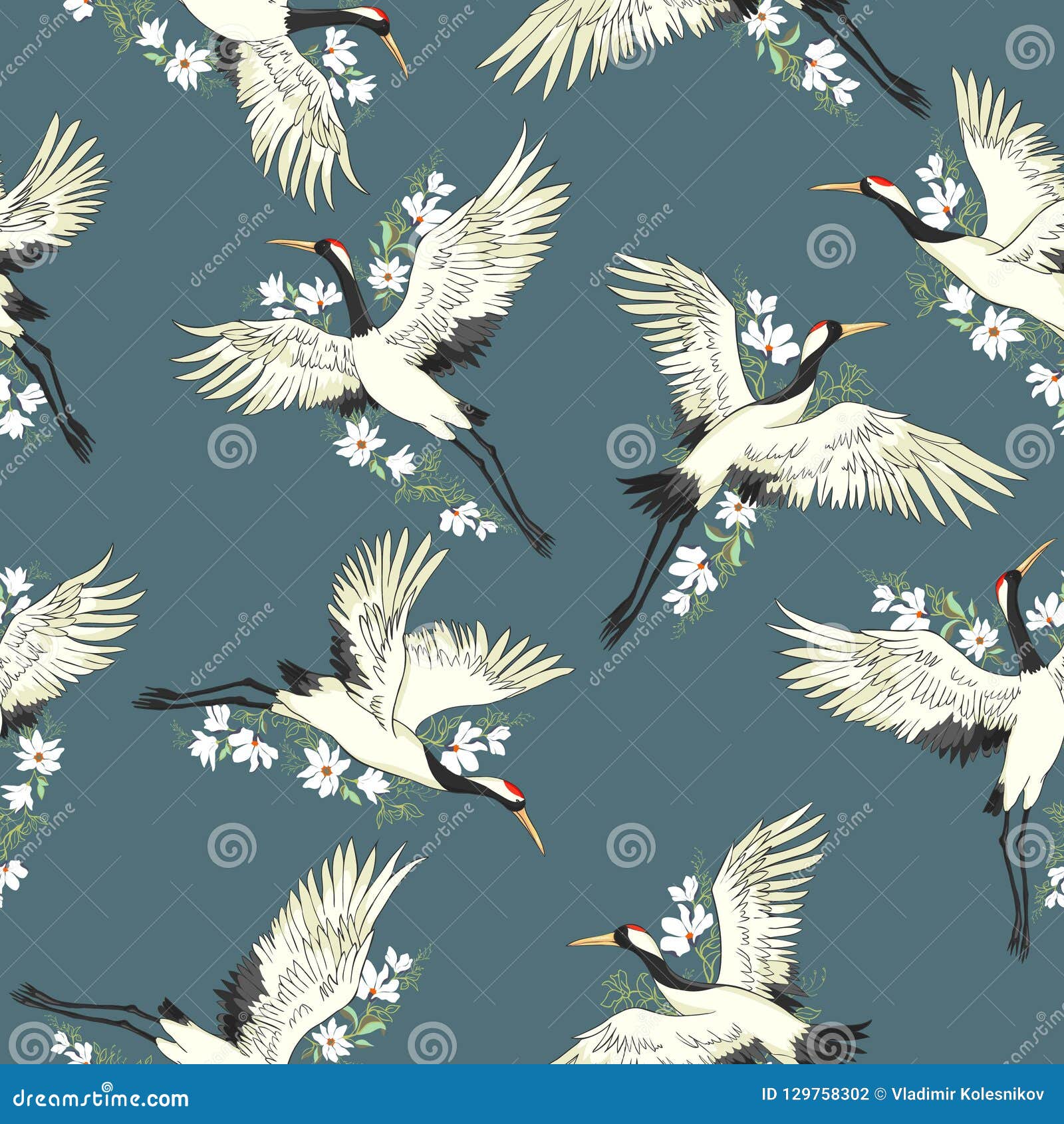 Crane, Pattern, Vector, Illustration Stock Vector - Illustration of ...