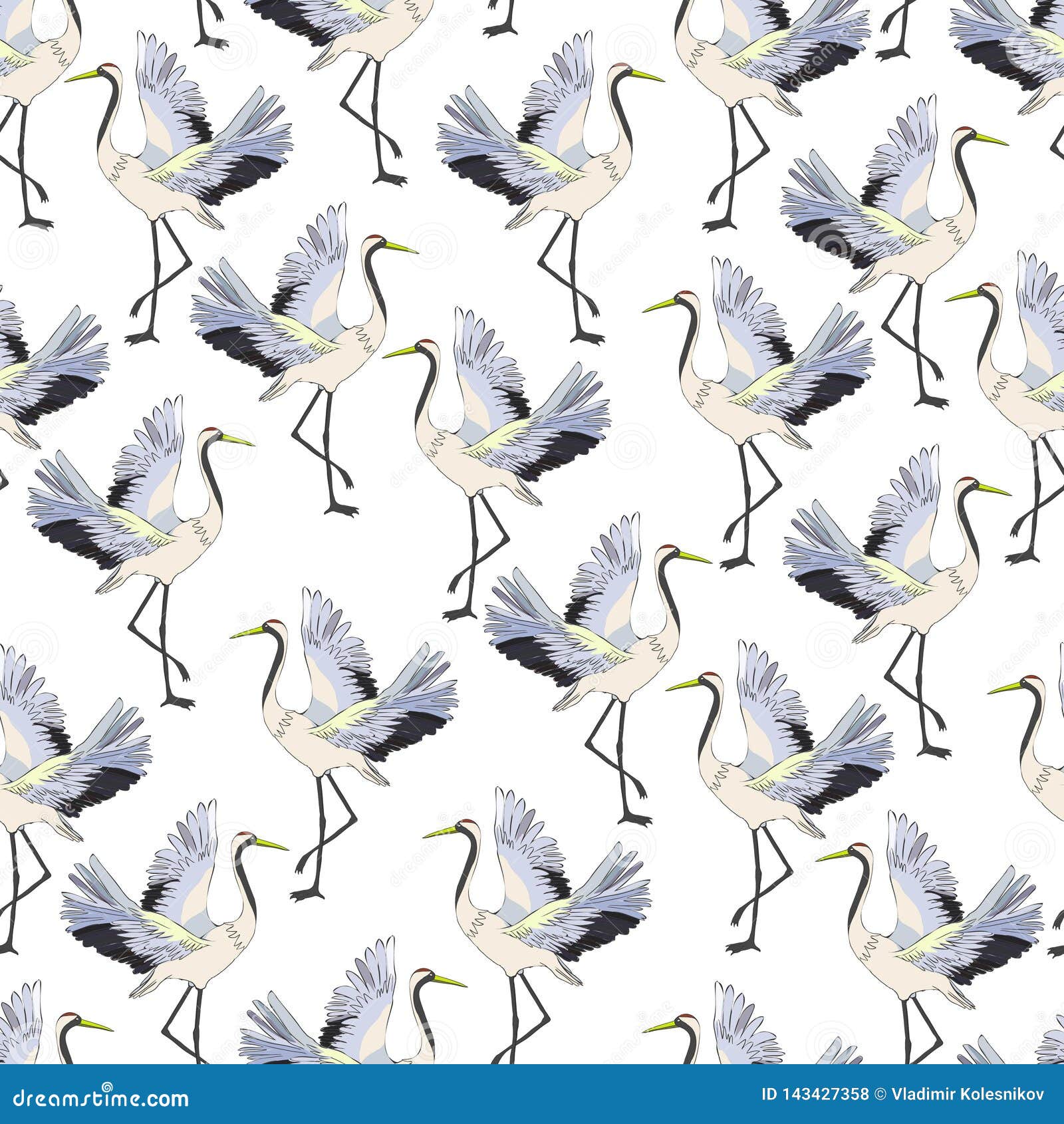Crane, Pattern, Vector, Illustration Stock Vector - Illustration of ...