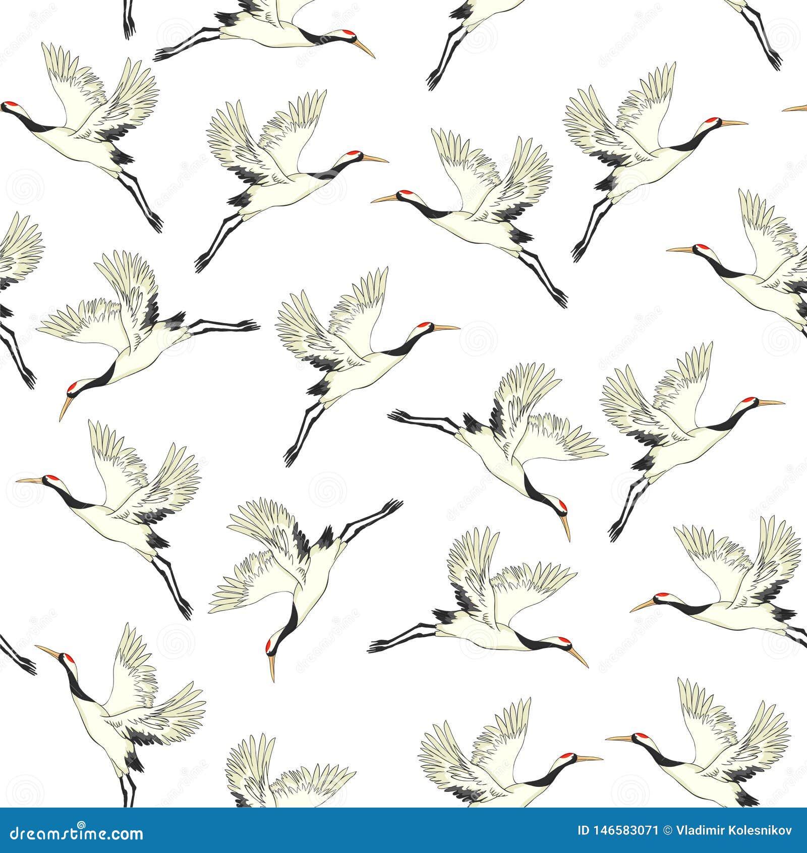 Crane, Pattern, Vector, Illustration Stock Vector - Illustration of ...