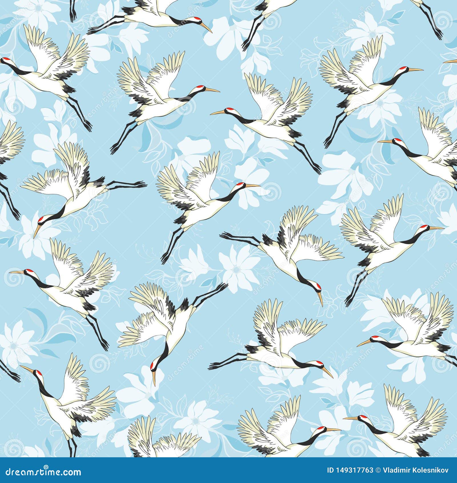 Crane, Pattern, Vector, Illustration Stock Vector - Illustration of ...