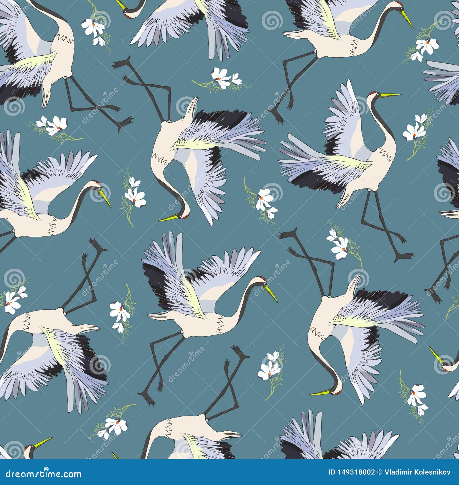 Crane, Pattern, Vector, Illustration Stock Vector - Illustration of ...