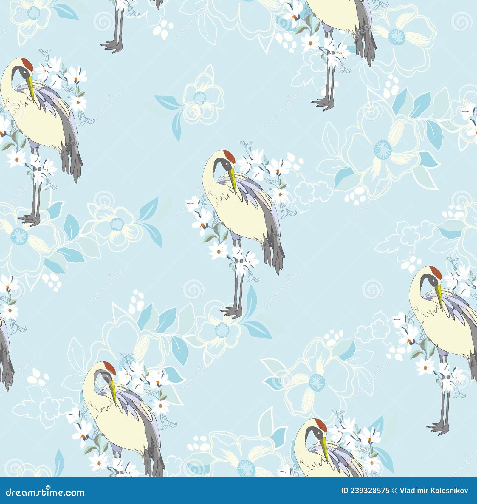 Crane, Pattern, Vector, Illustration Stock Vector - Illustration of ...