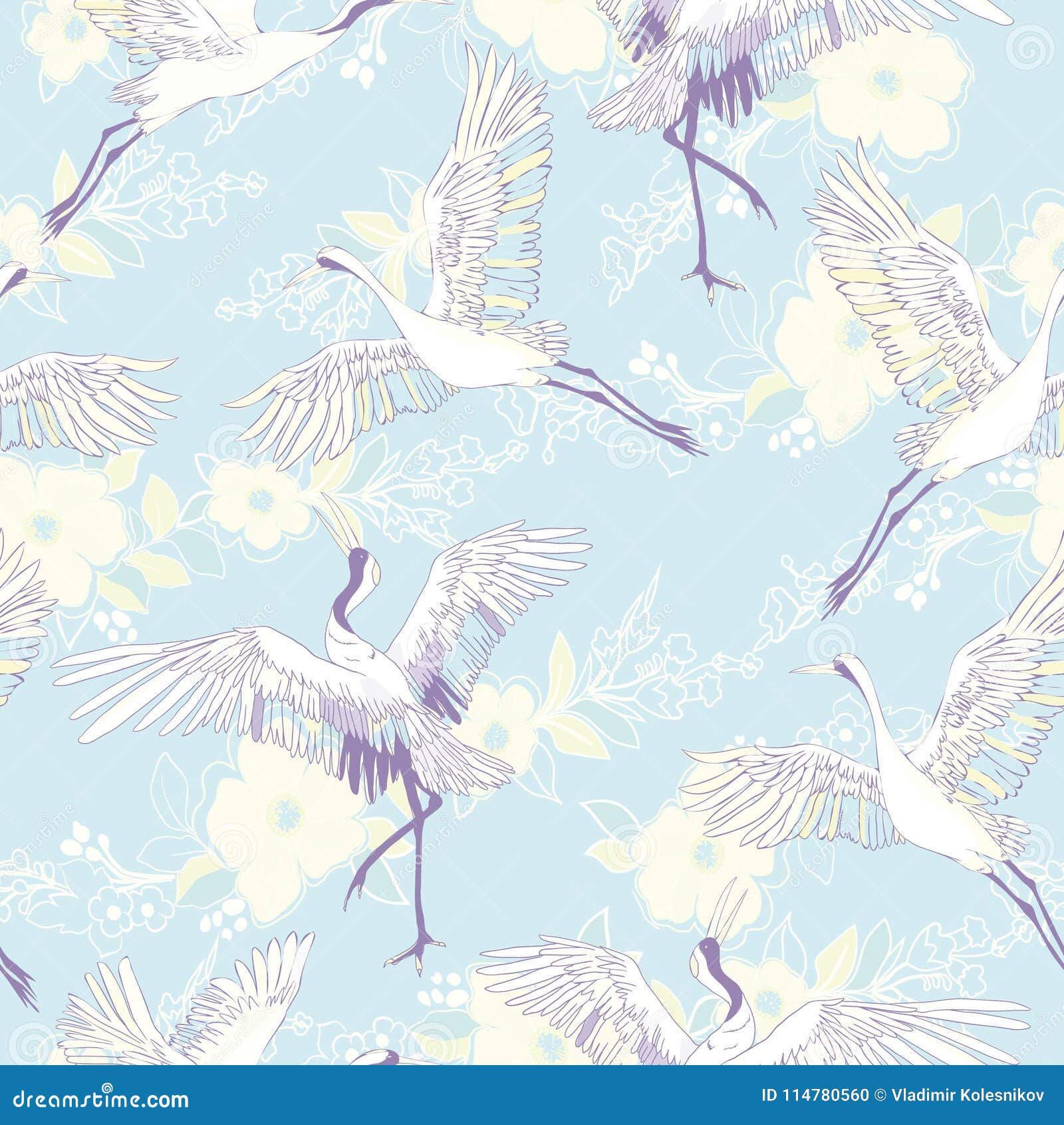 Crane, Pattern, Vector, Illustration Stock Vector - Illustration of ...