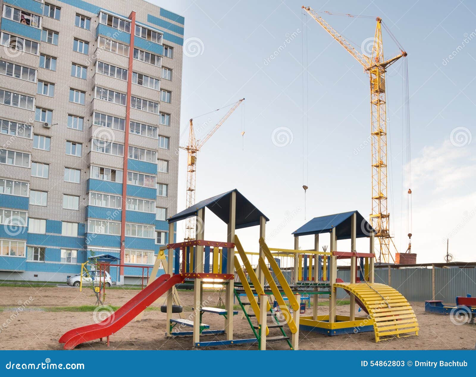 Crane and a playground stock image. Image of concrete - 54862803