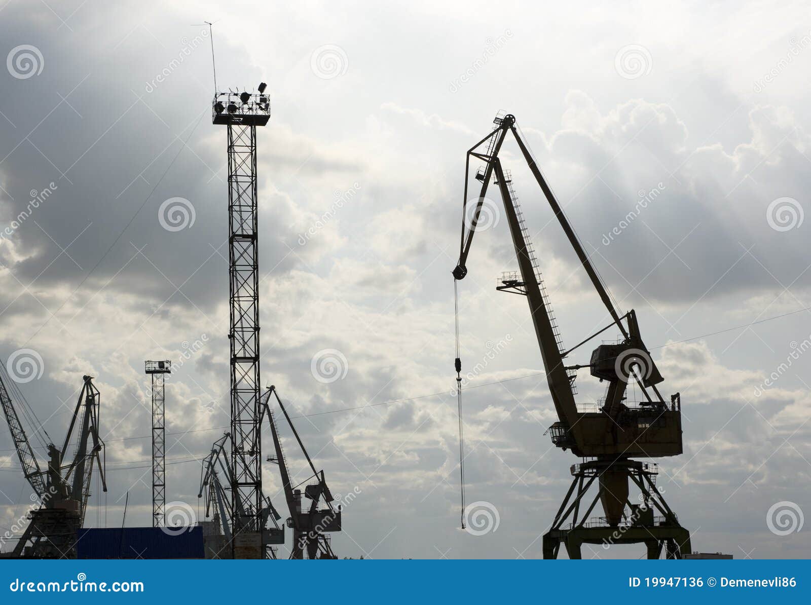 The crane at the port. stock photo. Image of metal, industry - 19947136