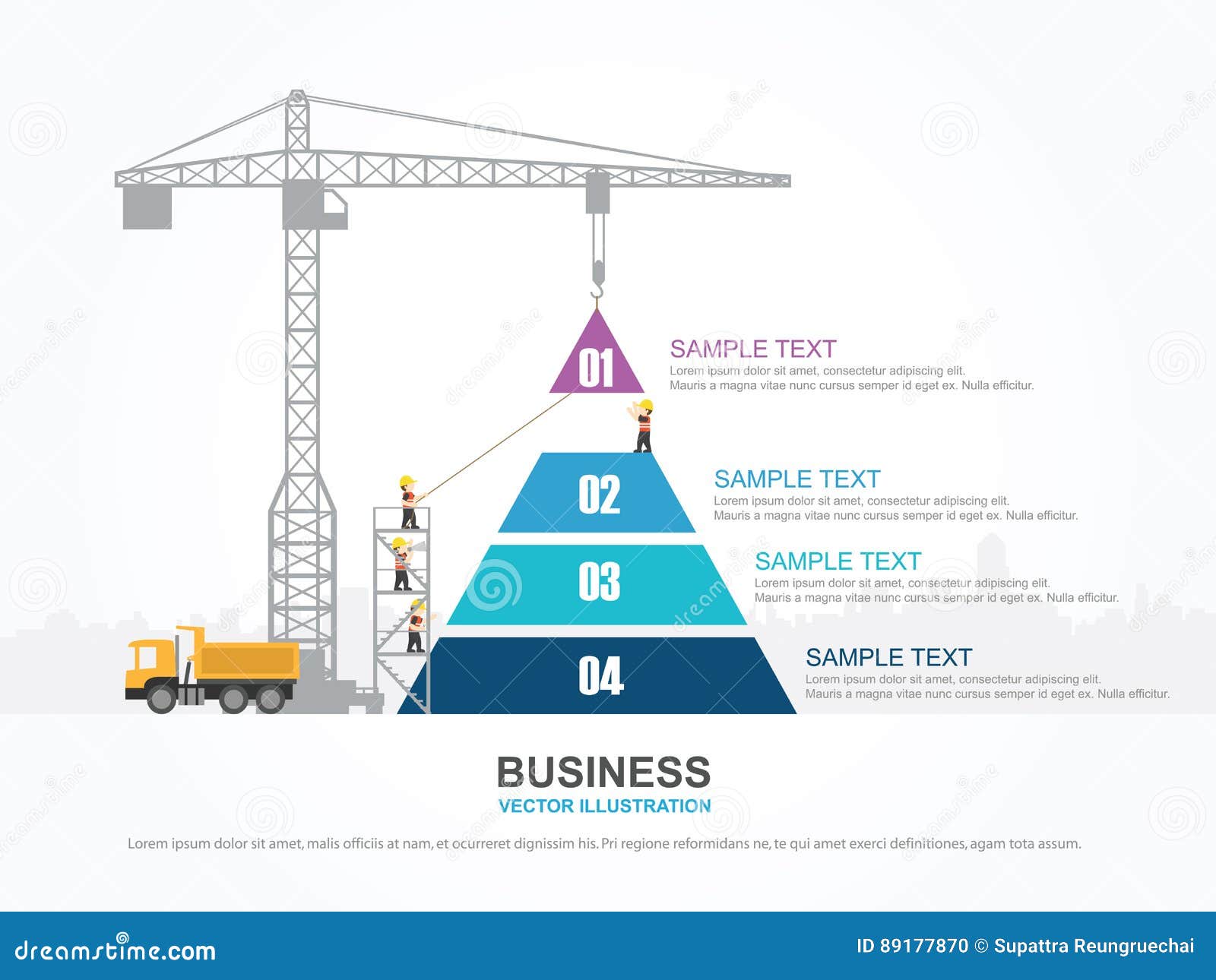 Crane and pyramid graph. stock vector. Illustration of plan - 89177870