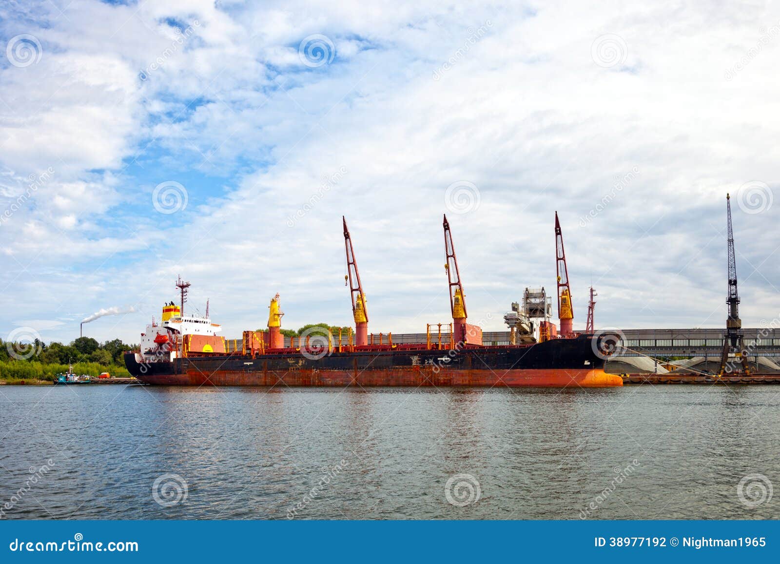 Crane Ship Or Oil Tanker Ship Repair In Shipyard. Can Use For Shipping ...