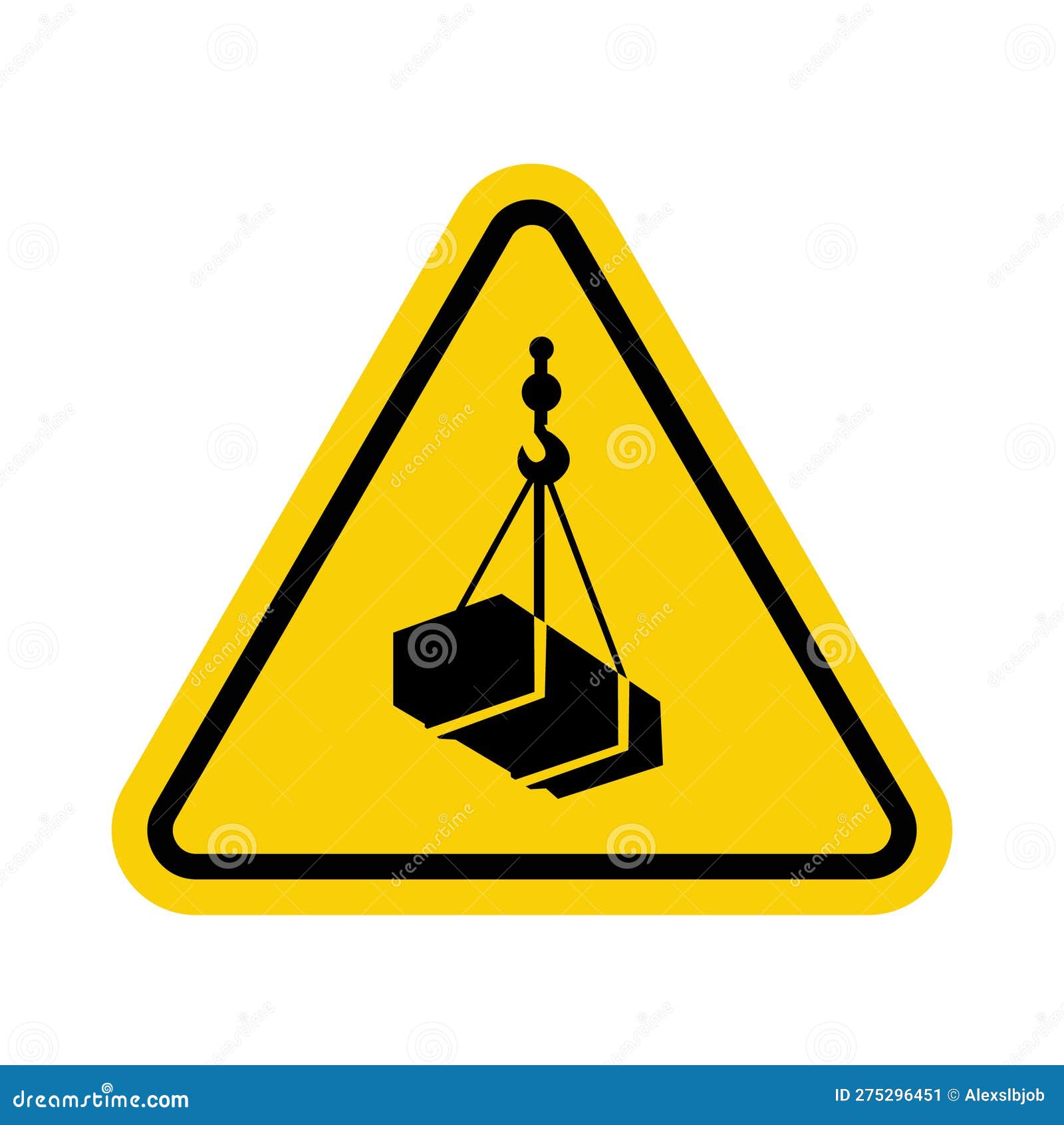 Crane Sign. Crane Warning Sign with Suspended Load. Yellow Triangle ...
