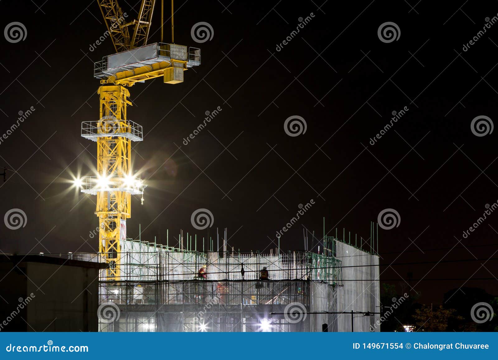 Crane and Spotlight on Buildings Under Construction Editorial Stock ...