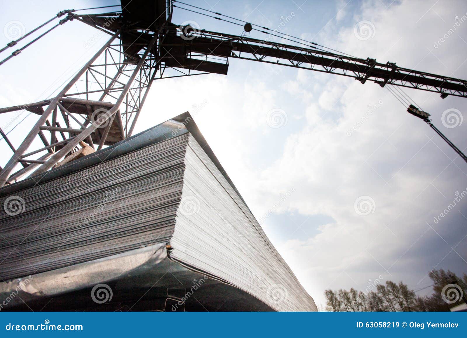 Crane And Stack Of Steel Plates Stock Image | CartoonDealer.com #63058099