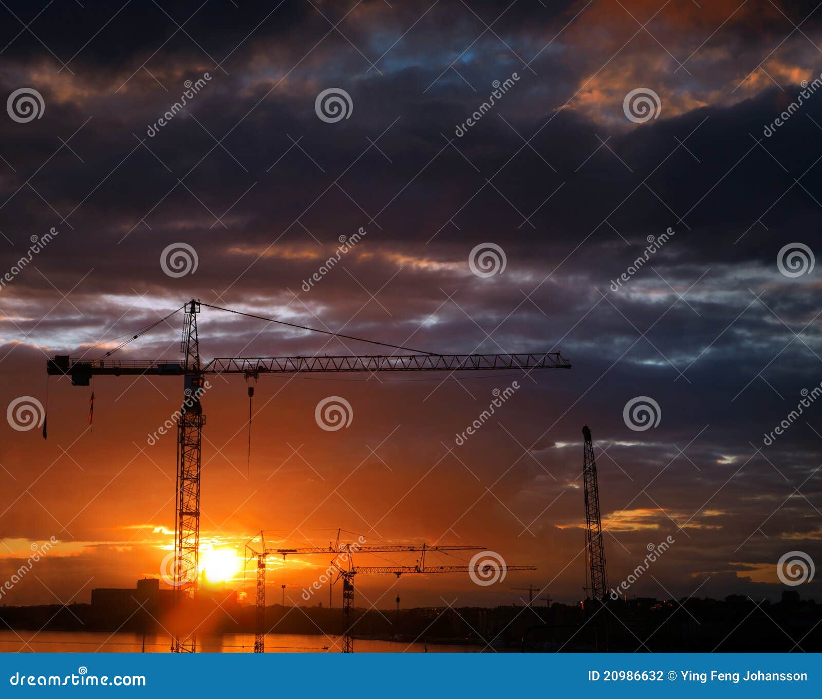 Crane at sunset stock photo. Image of growth, crane, city - 20986632