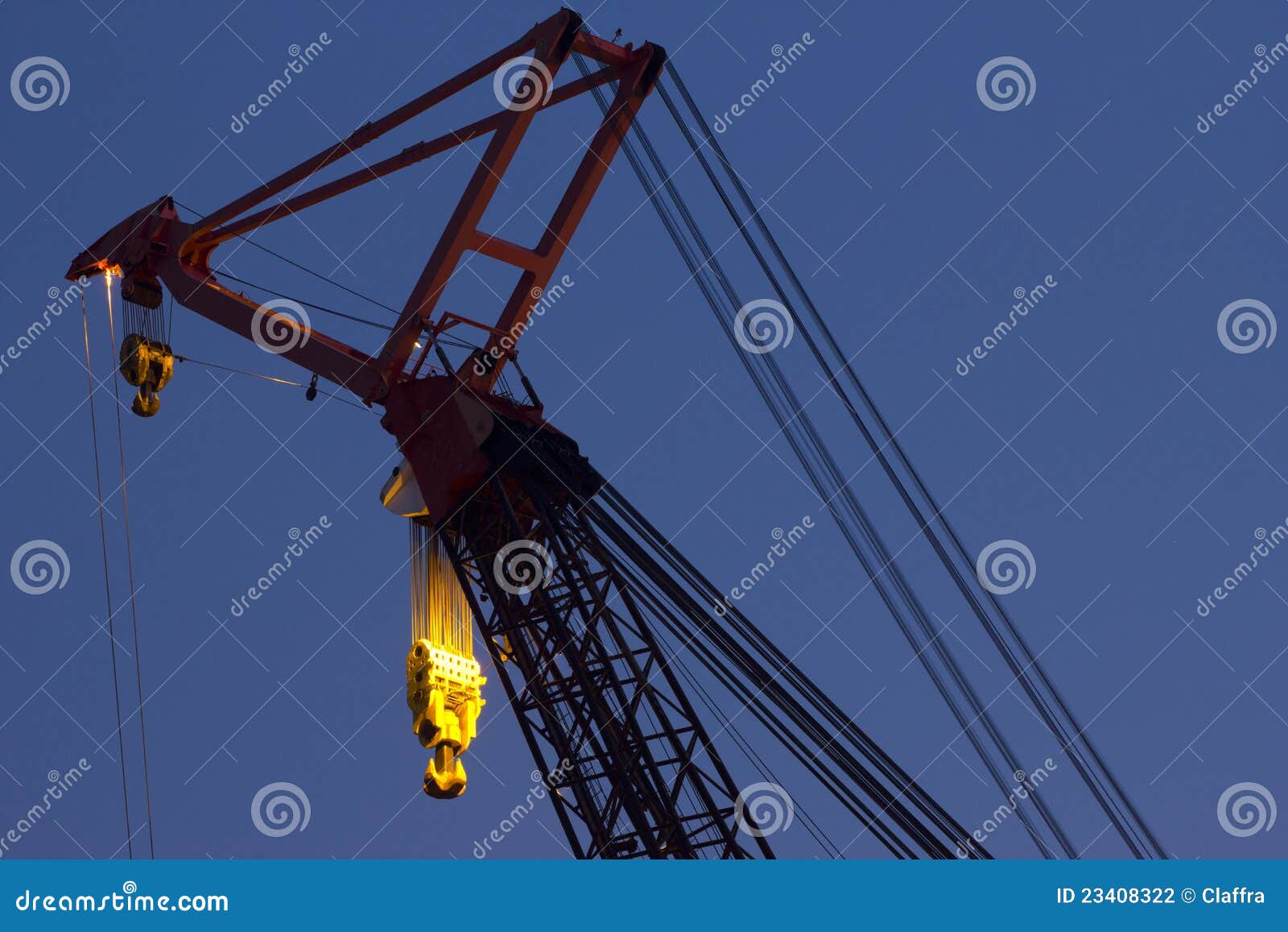Crane at sunset stock photo. Image of lights, harbor - 23408322