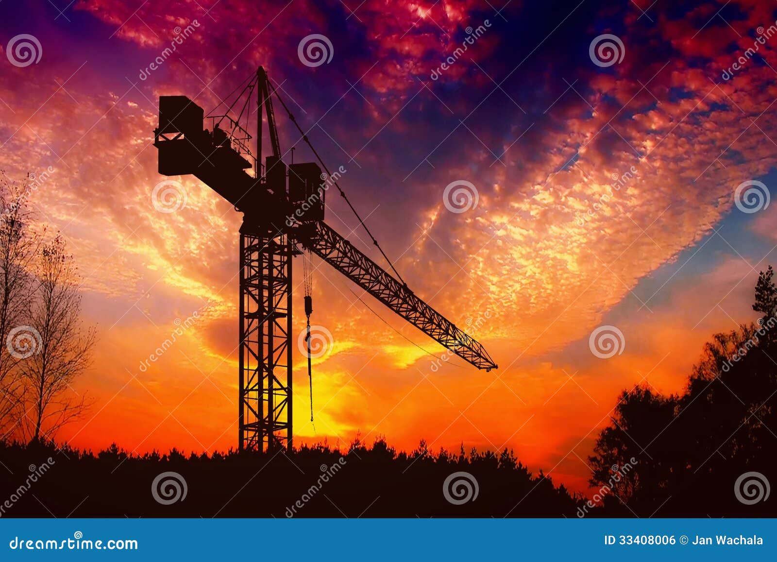 The crane at sunset stock photo. Image of site, development - 33408006