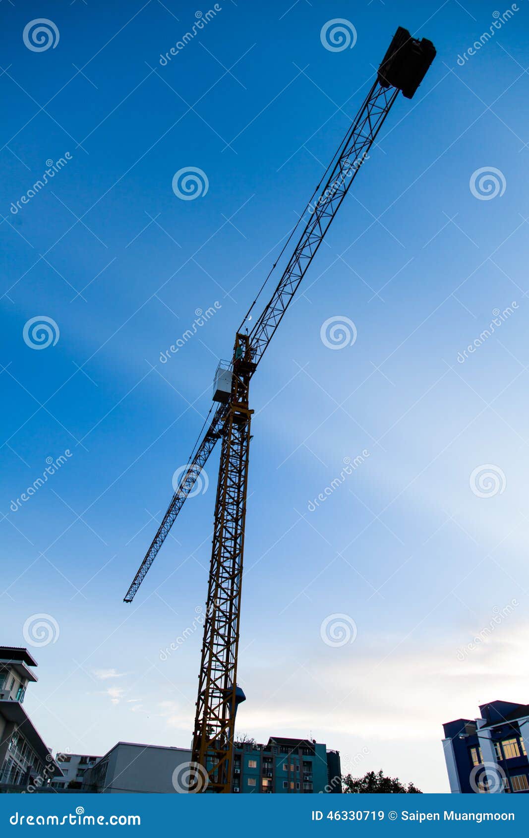 Crane on sunset stock image. Image of steel, worker, equipment - 46330719