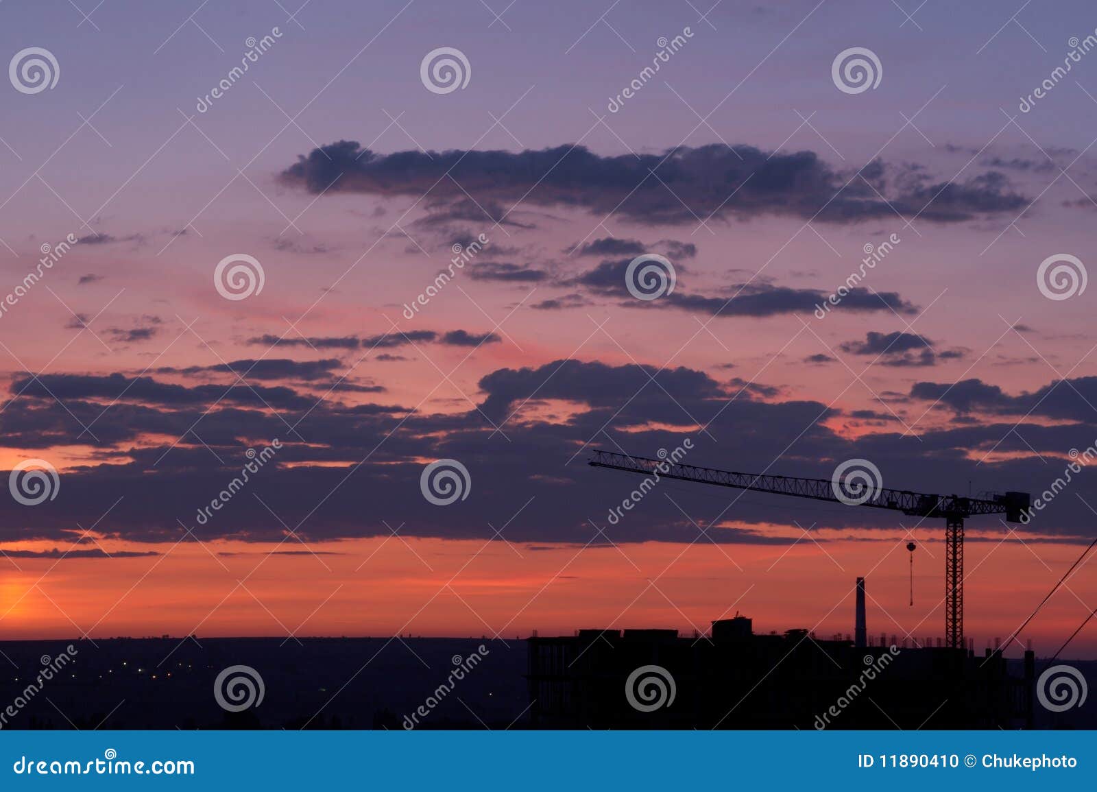 Crane in the sunset sky stock photo. Image of elevator - 11890410