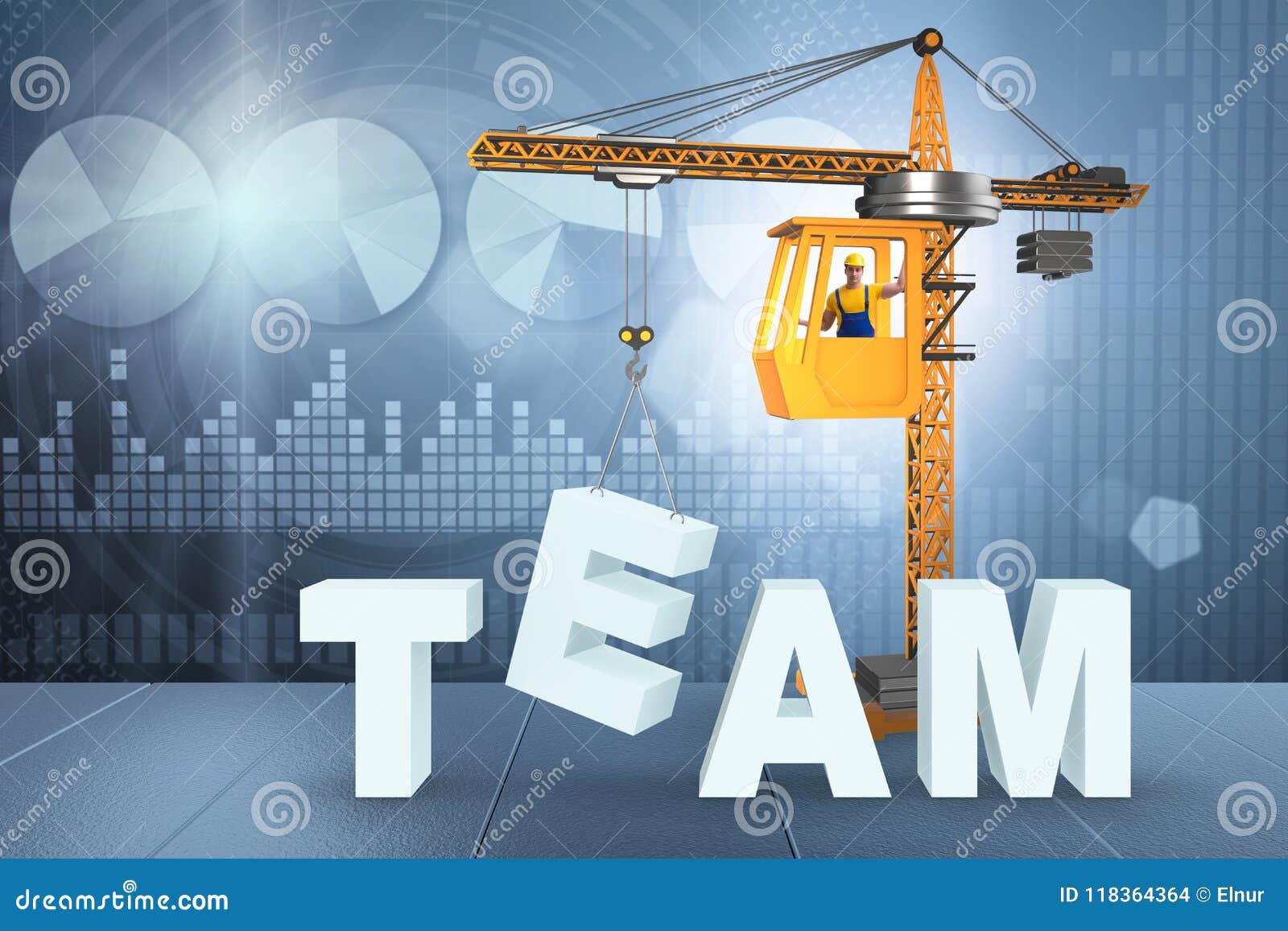 The Crane in Team and Teamwork Concept Stock Illustration ...