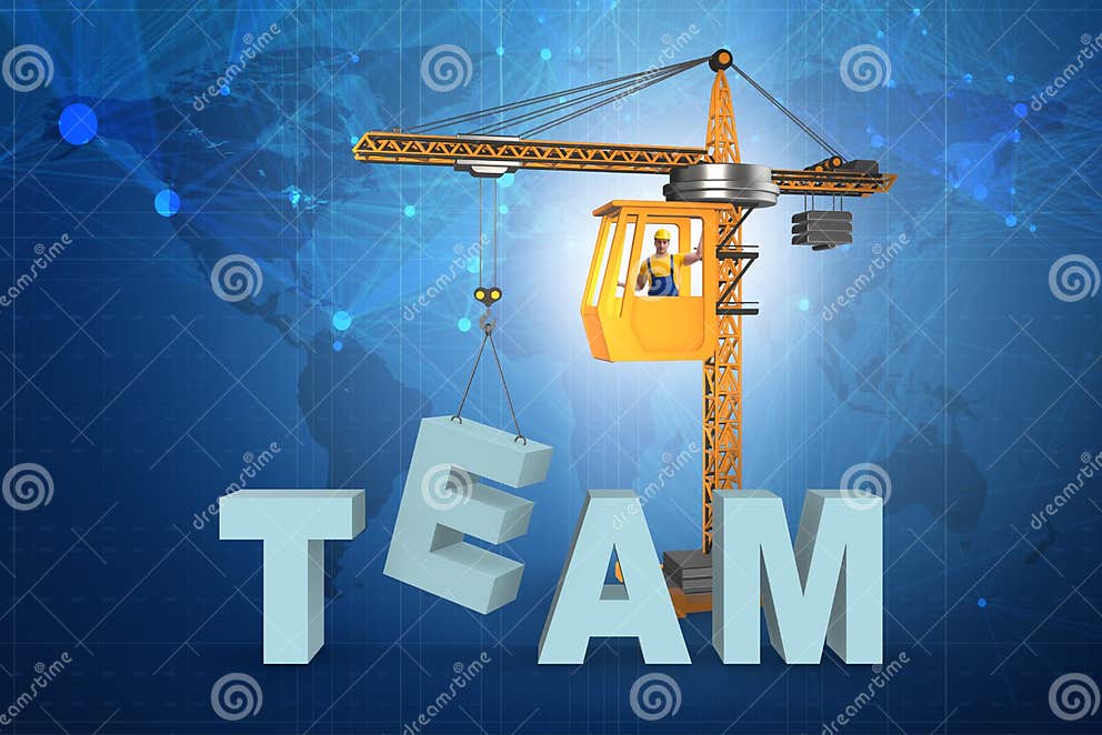 The Crane in Team and Teamwork Concept Stock Illustration ...