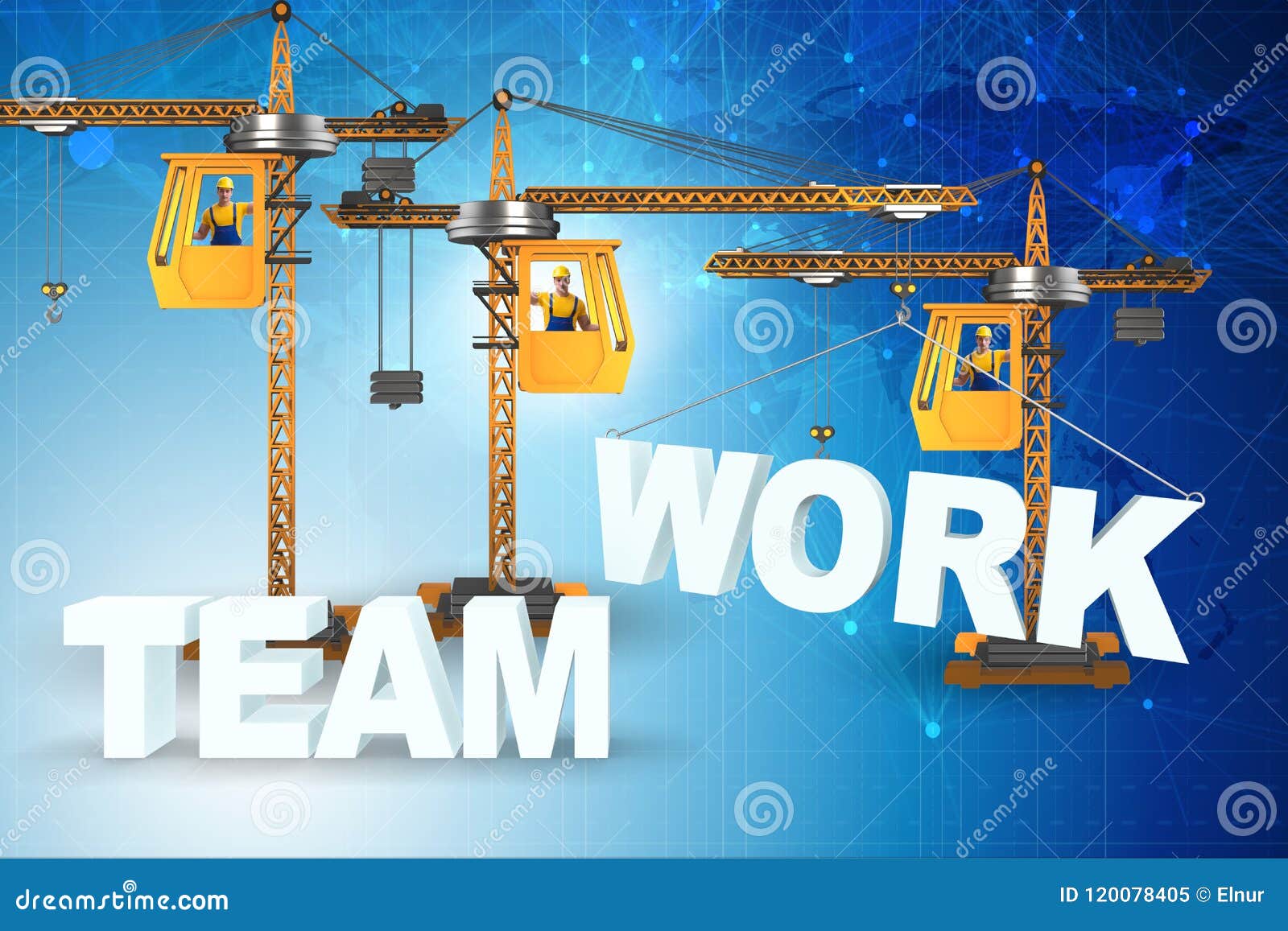 The Crane in Team and Teamwork Concept Stock Illustration ...