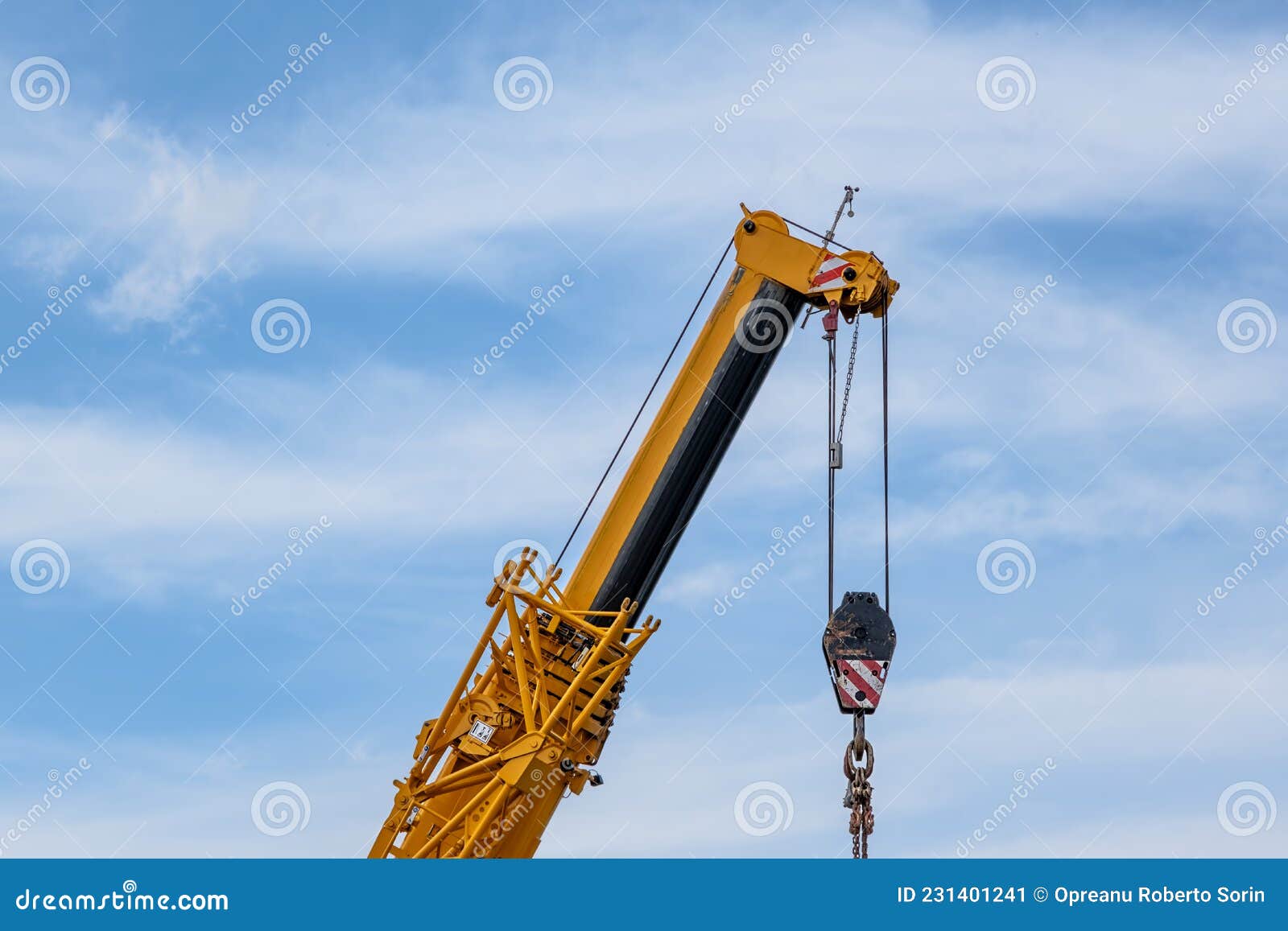 Crane with telescopic arm stock image. Image of crane - 231401241