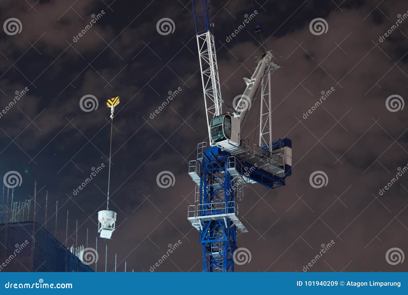 The Crane To Lift Objects on Top of the Building. Stock Image - Image ...