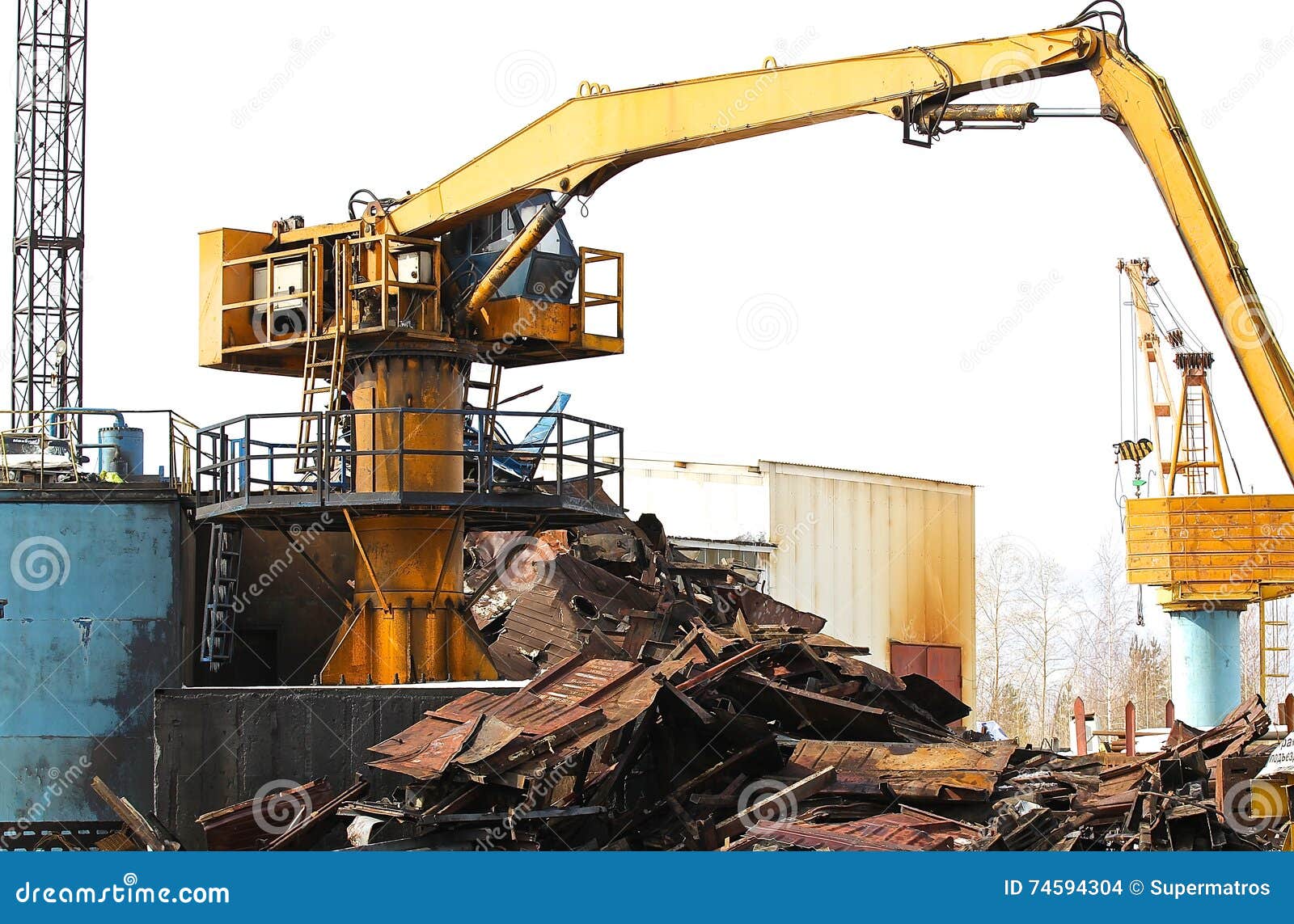 Crane To Move the Scrap Metal Stock Photo - Image of heap, materials ...