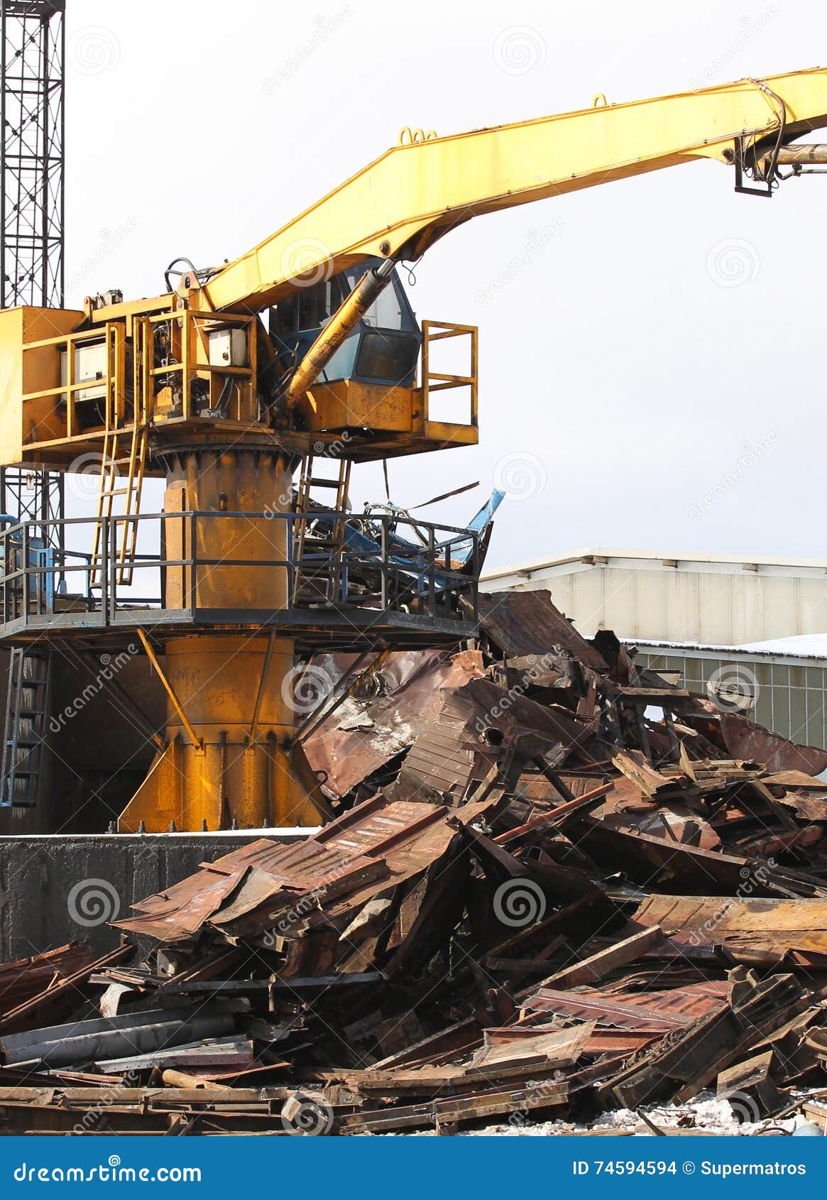 Crane To Move the Scrap Metal Stock Photo - Image of metal, logistics ...