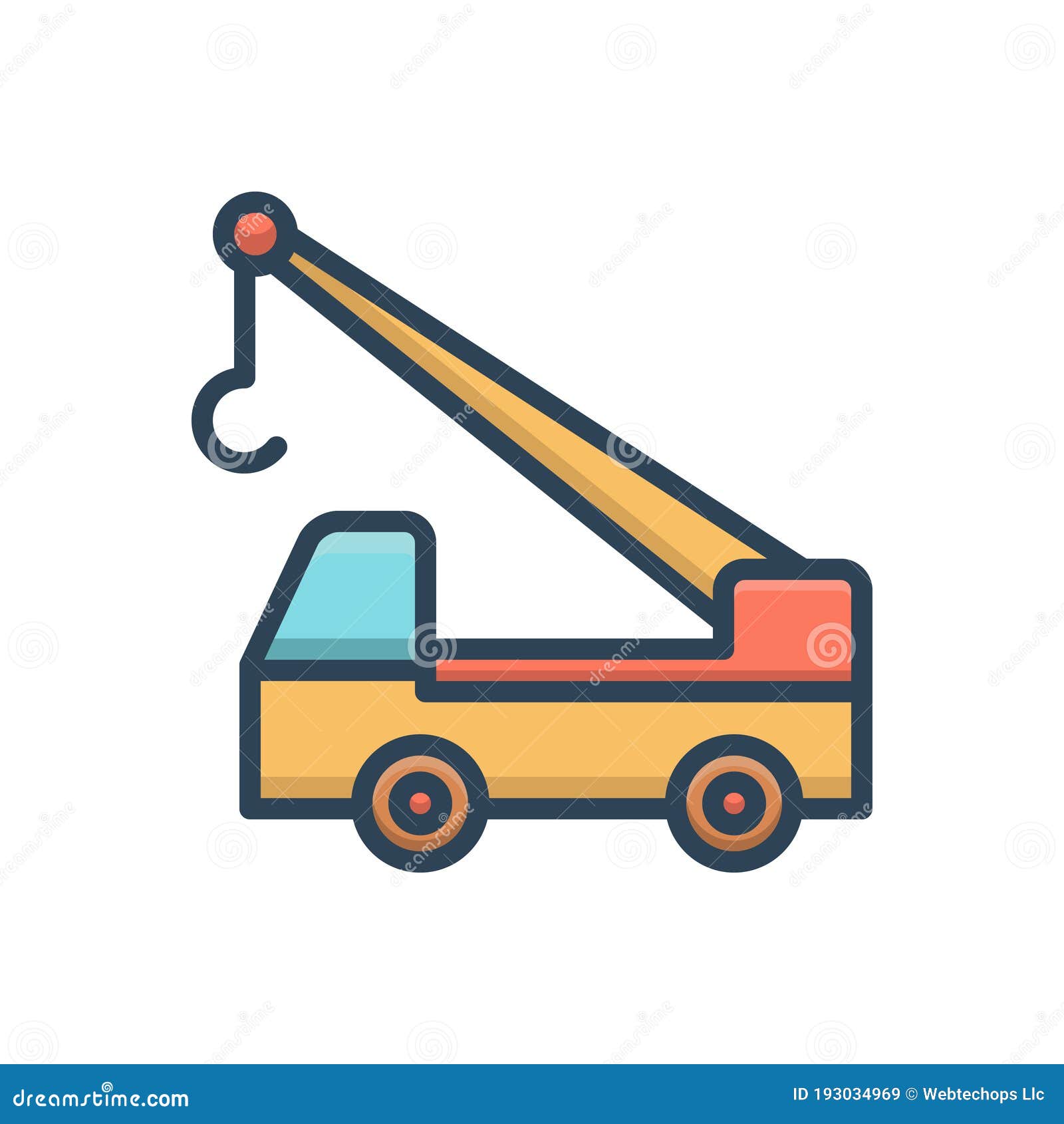 Color Illustration Icon for Crane Truck, Construction and Vehicle Stock ...