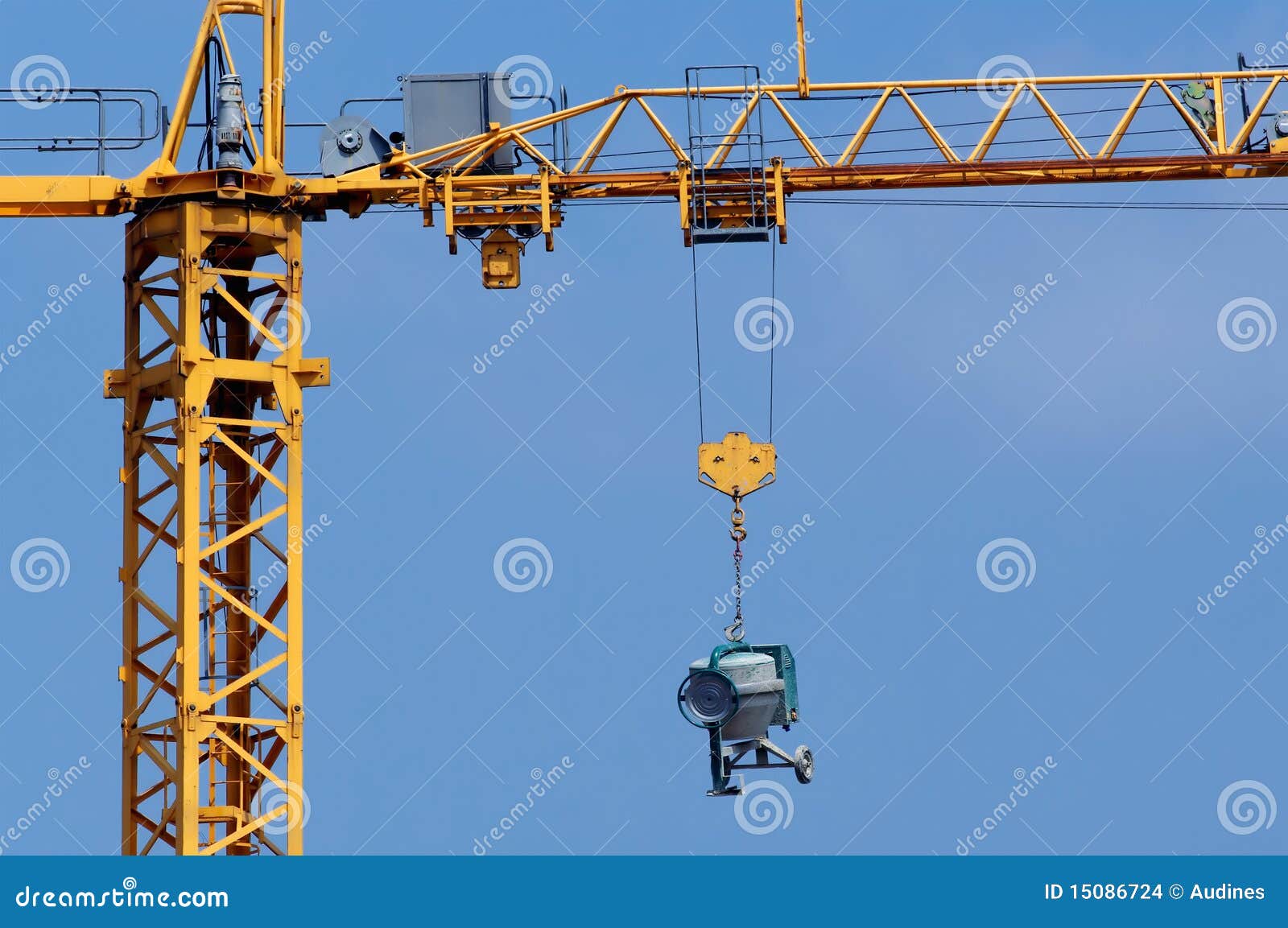 Crane at work stock photo. Image of machinery, blue, power - 15086724