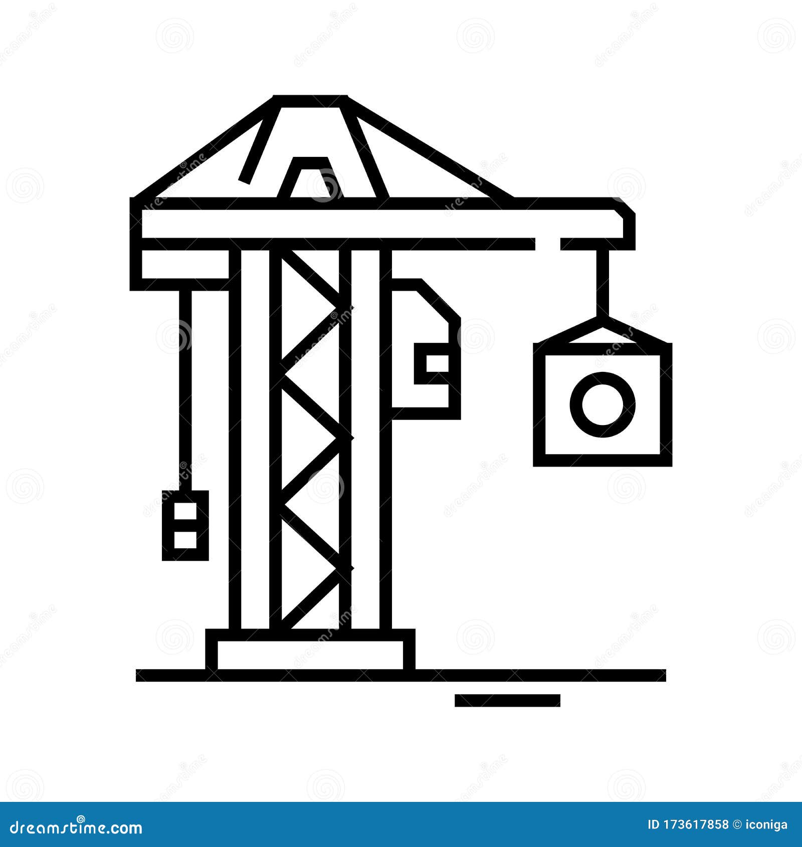 Crane Work Line Icon, Concept Sign, Outline Vector Illustration, Linear ...