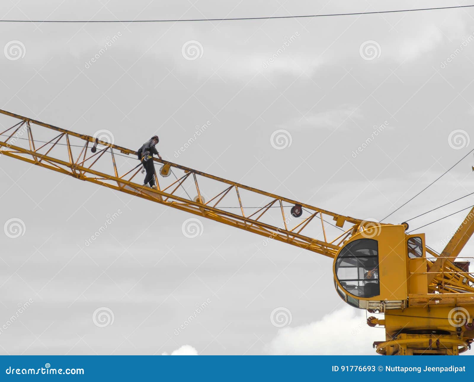 Crane Worker Walking on Steel Crane Editorial Stock Photo - Image of ...