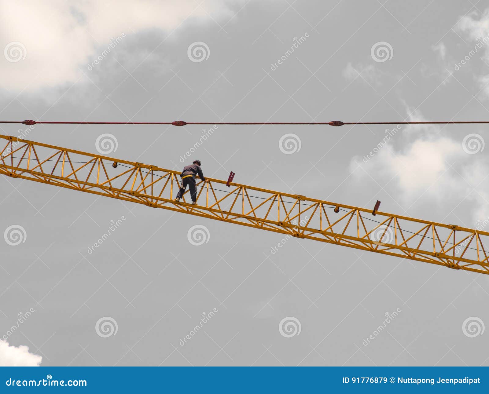Crane Worker Walking on Steel Crane Editorial Stock Image - Image of ...