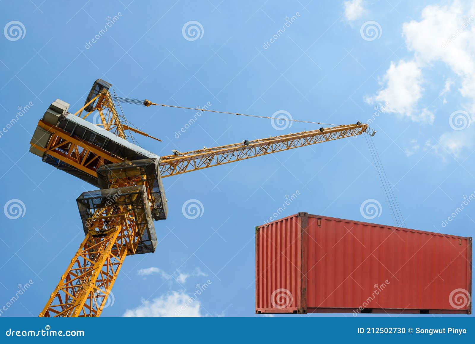 Crane Workers at the Construction Site and Container Stock Photo ...