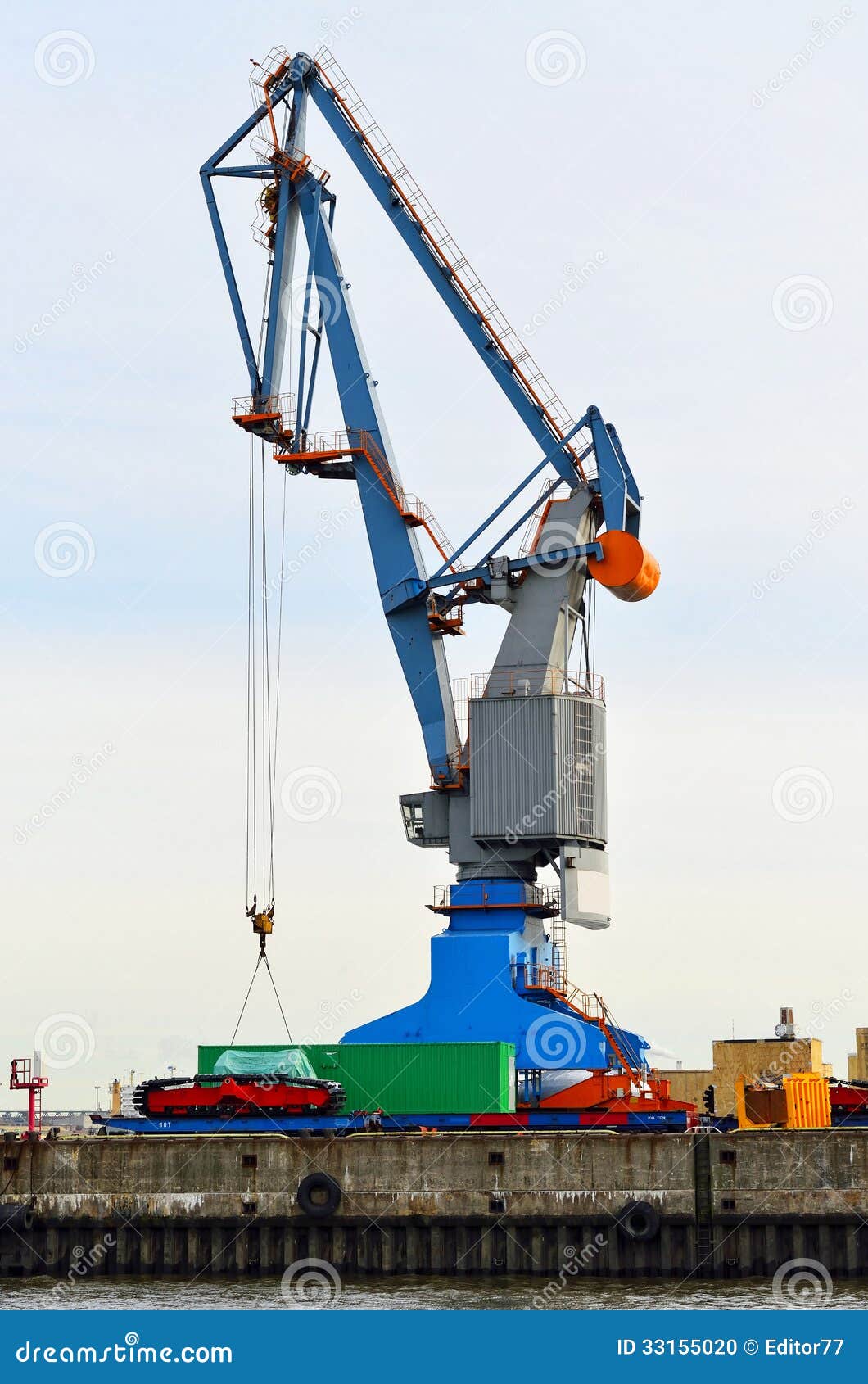 Crane working in port stock photo. Image of harbor, blue - 33155020