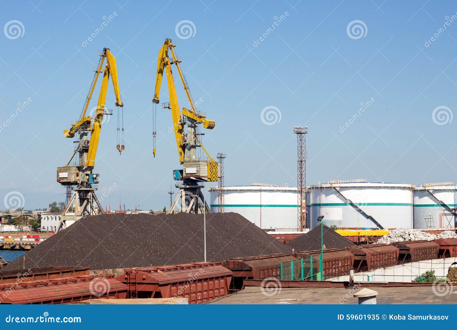 Crane working in port stock image. Image of details, port - 59601935