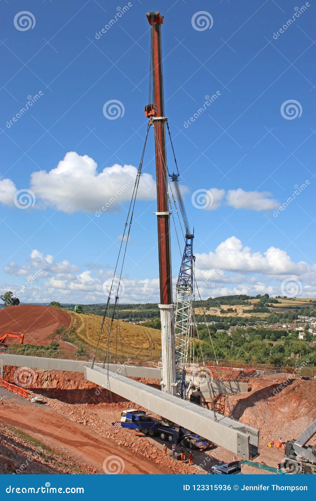 Crane Lifting a Bridge Beam Stock Photo - Image of site, mobile: 123315936