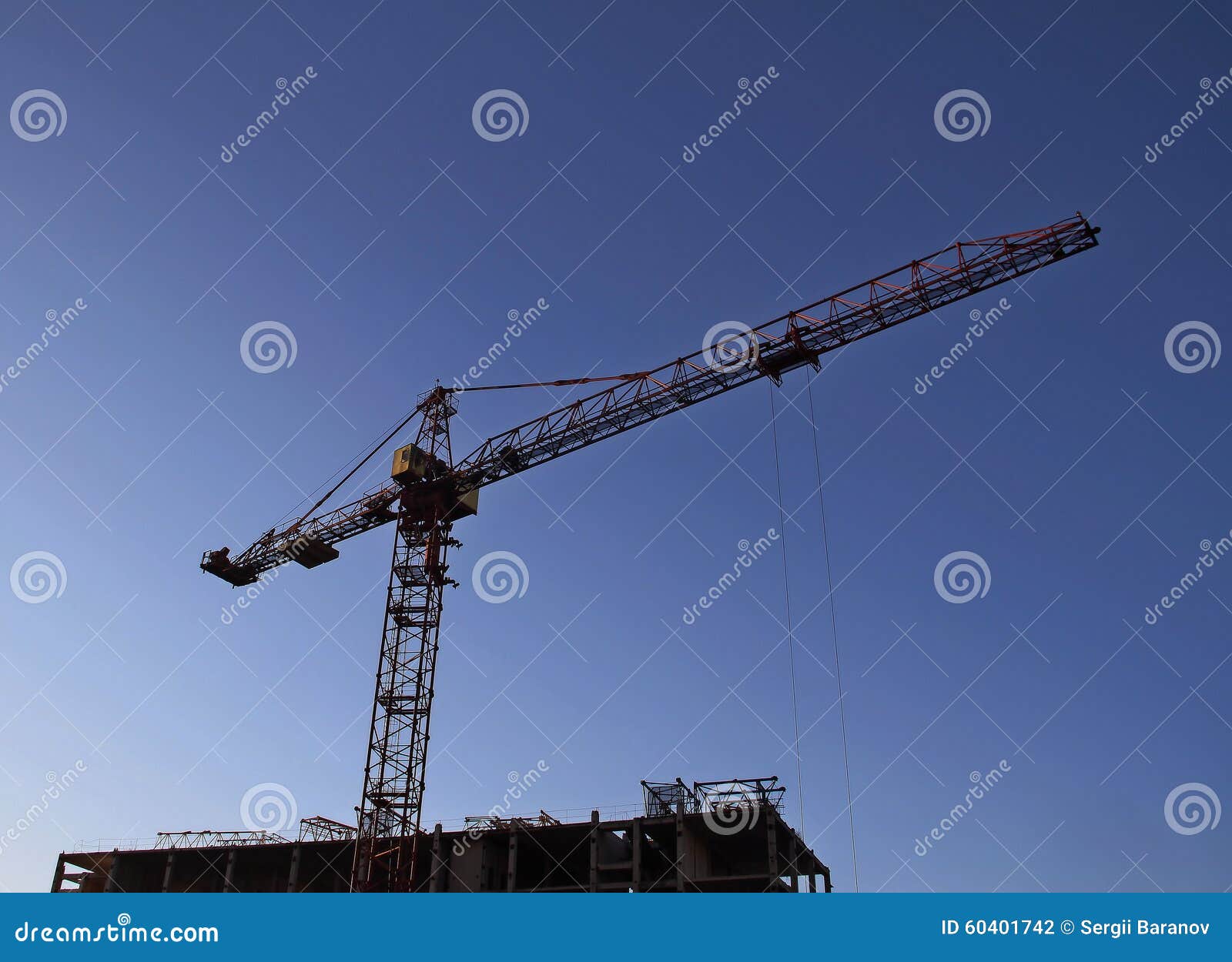 Crane Works on Building Construction Area Stock Photo - Image of ...