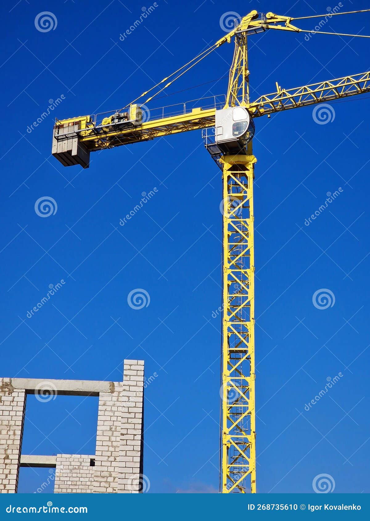 Crane Works on the Construction of a House Stock Photo - Image of ...