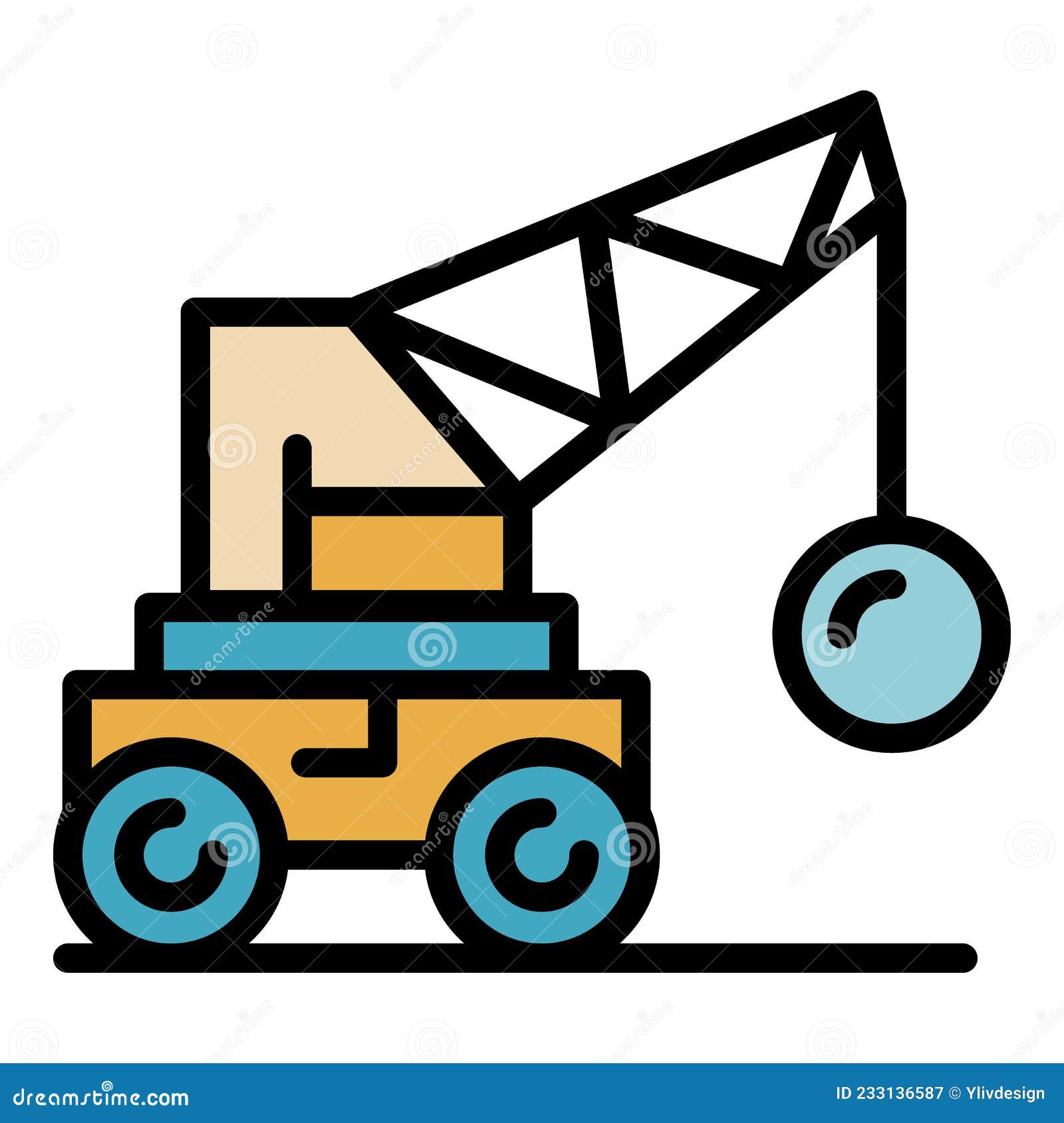 Crane Wrecking Ball Icon Color Outline Vector Stock Vector ...