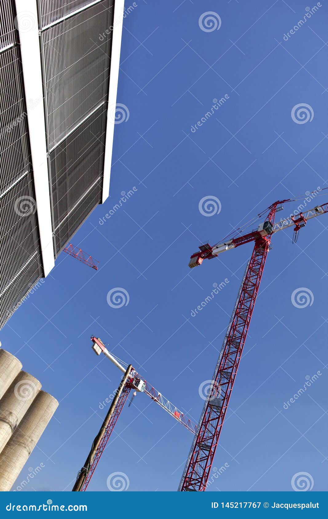 Cranes on a Blue Sky Background Stock Image - Image of architecture ...