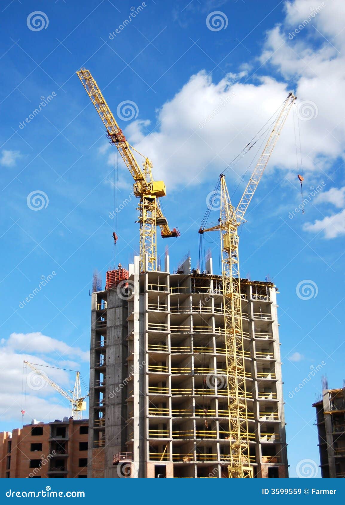 Cranes and Building Construction Stock Image - Image of hoist, edifice ...