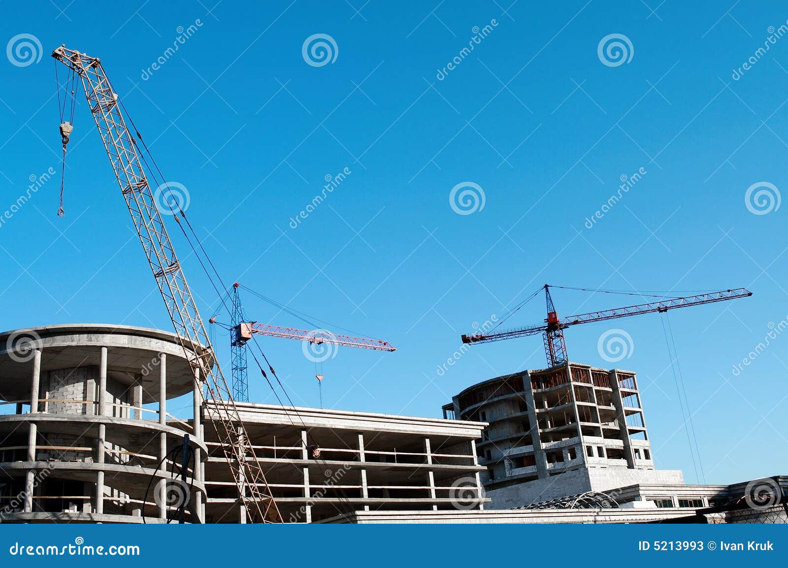 Cranes and Building Construction Stock Image - Image of framework, load ...