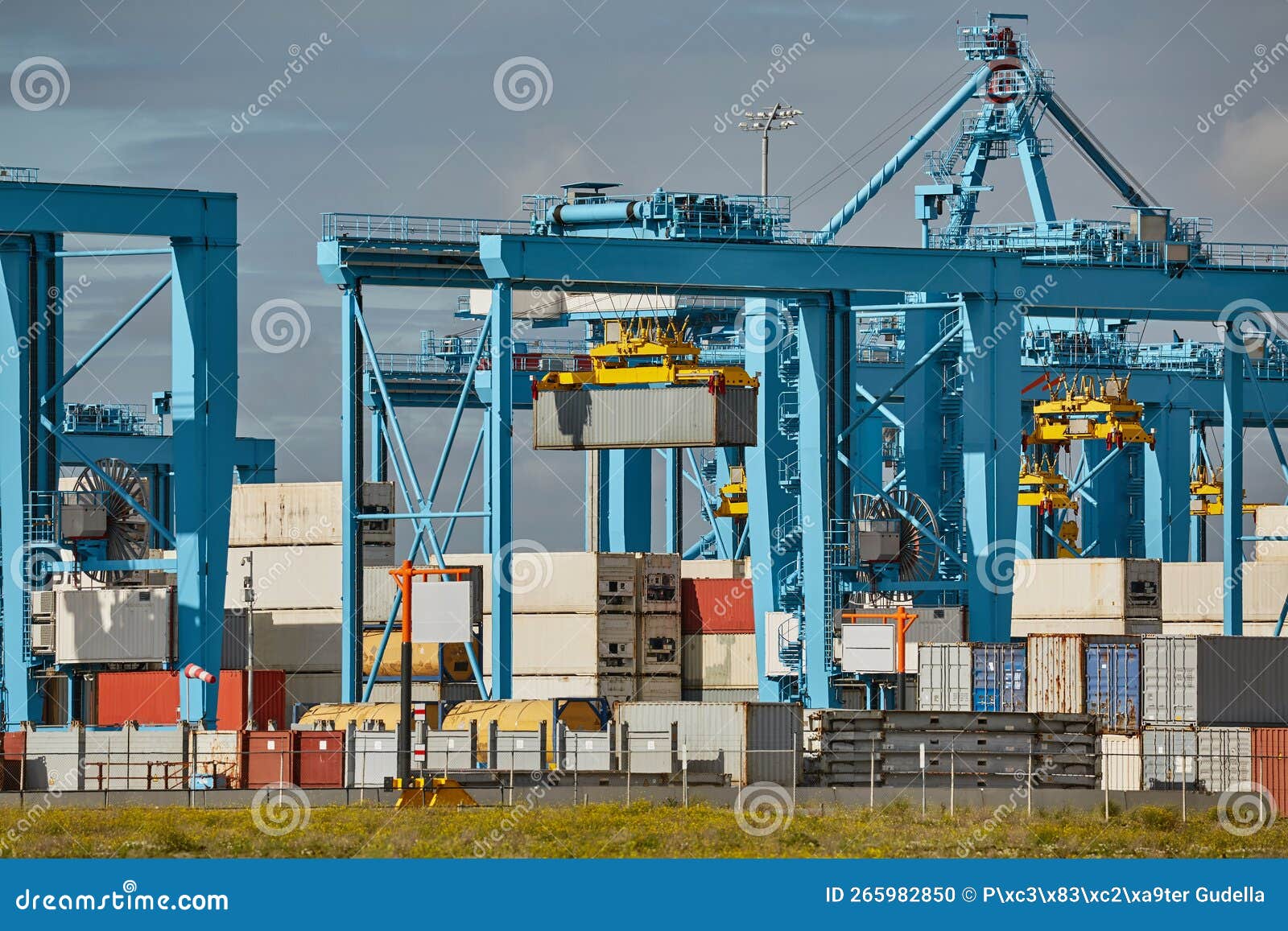 Cranes for Cargo Containers in Freight Terminal Stock Photo - Image of ...