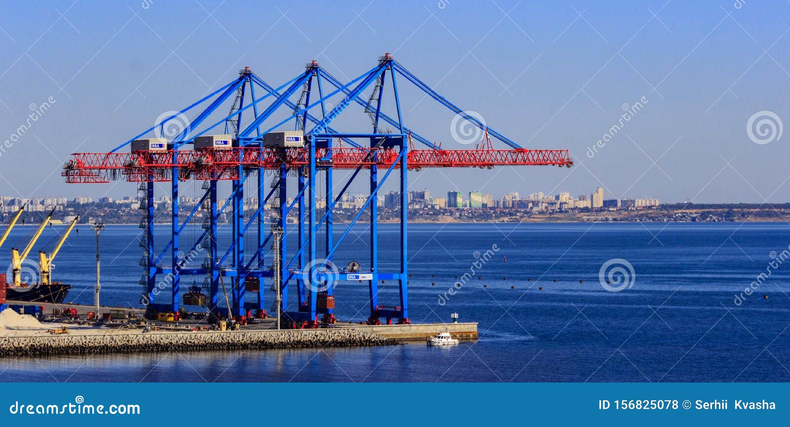Cranes in the cargo port editorial stock photo. Image of harbour ...