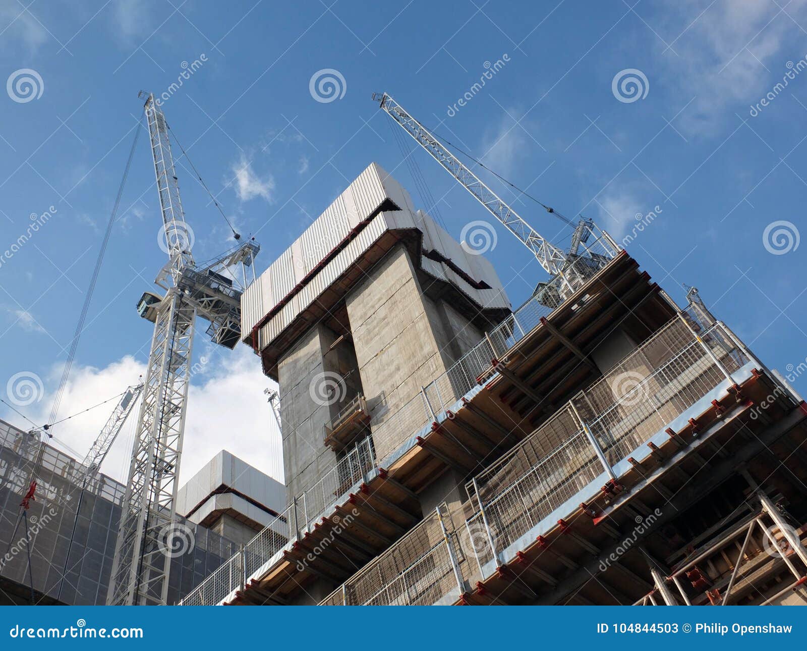 Concrete Service Tower Core Of A Building Under Construction With The ...