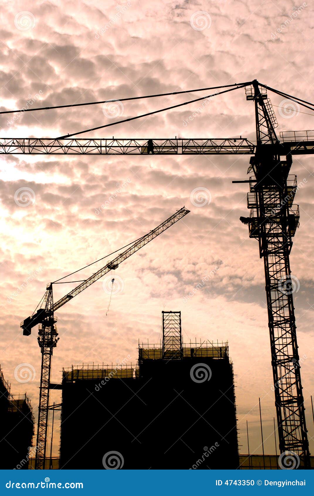 Cranes on Construction Site Stock Photo - Image of architecture ...