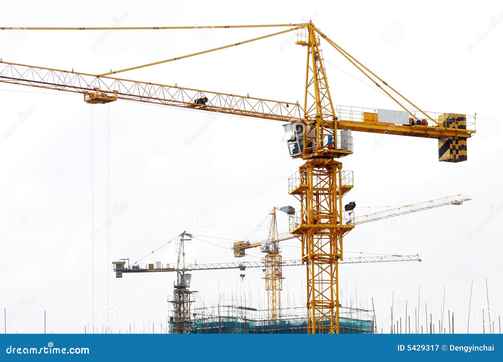 The Cranes on Construction Site Stock Image - Image of high ...