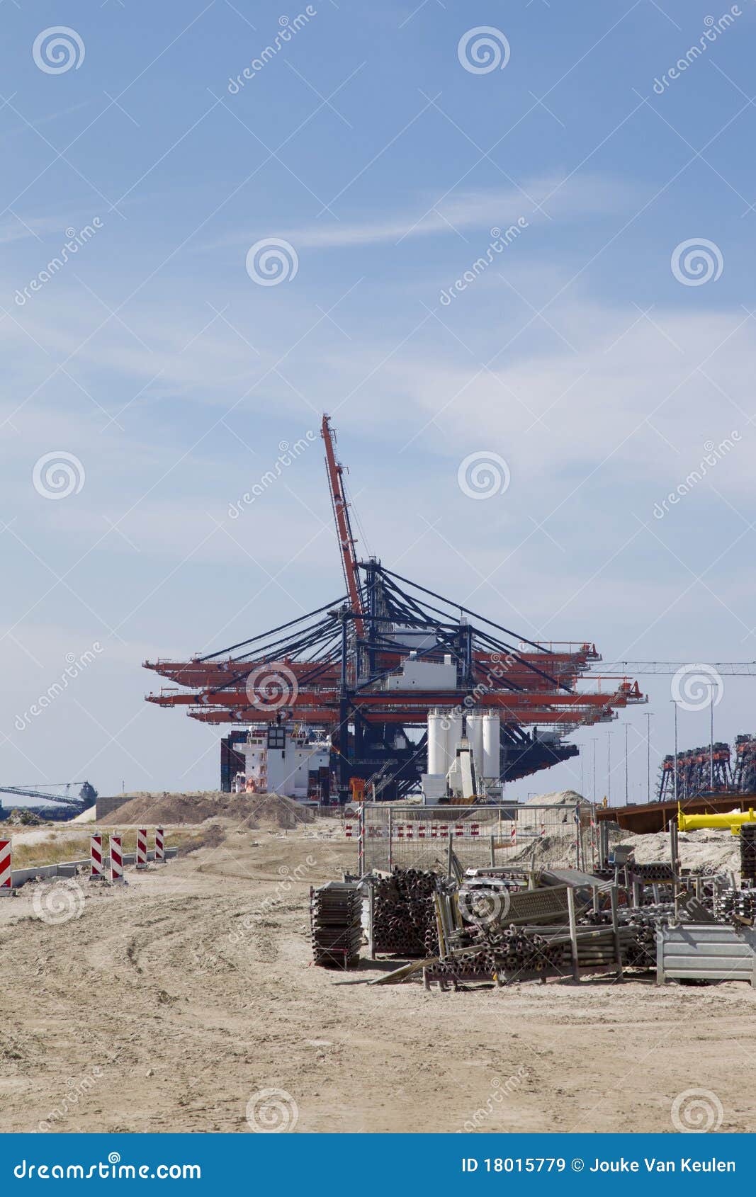 Cranes at the Construction Yard Stock Image - Image of industry ...