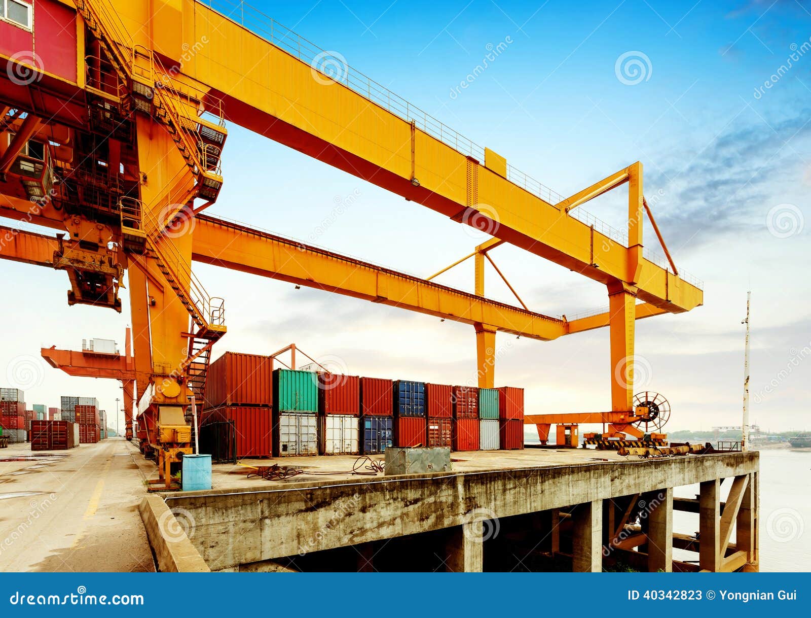 Cranes and Container Terminal on Stock Image - Image of depot ...