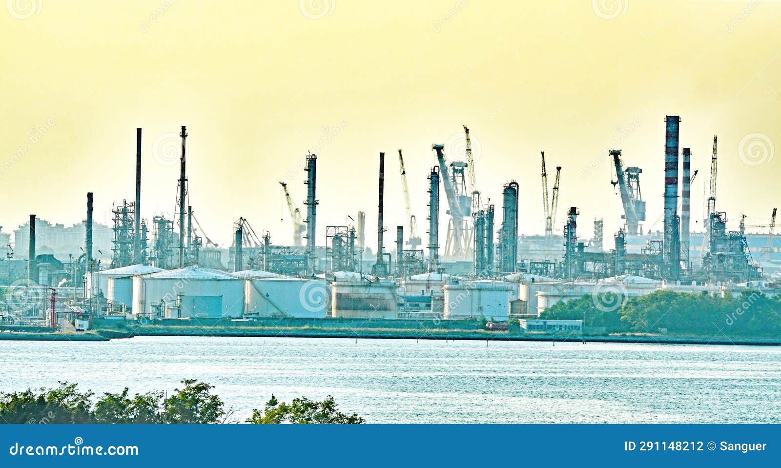 Cranes and Factory on the Canals of Venice Stock Photo - Image of ...