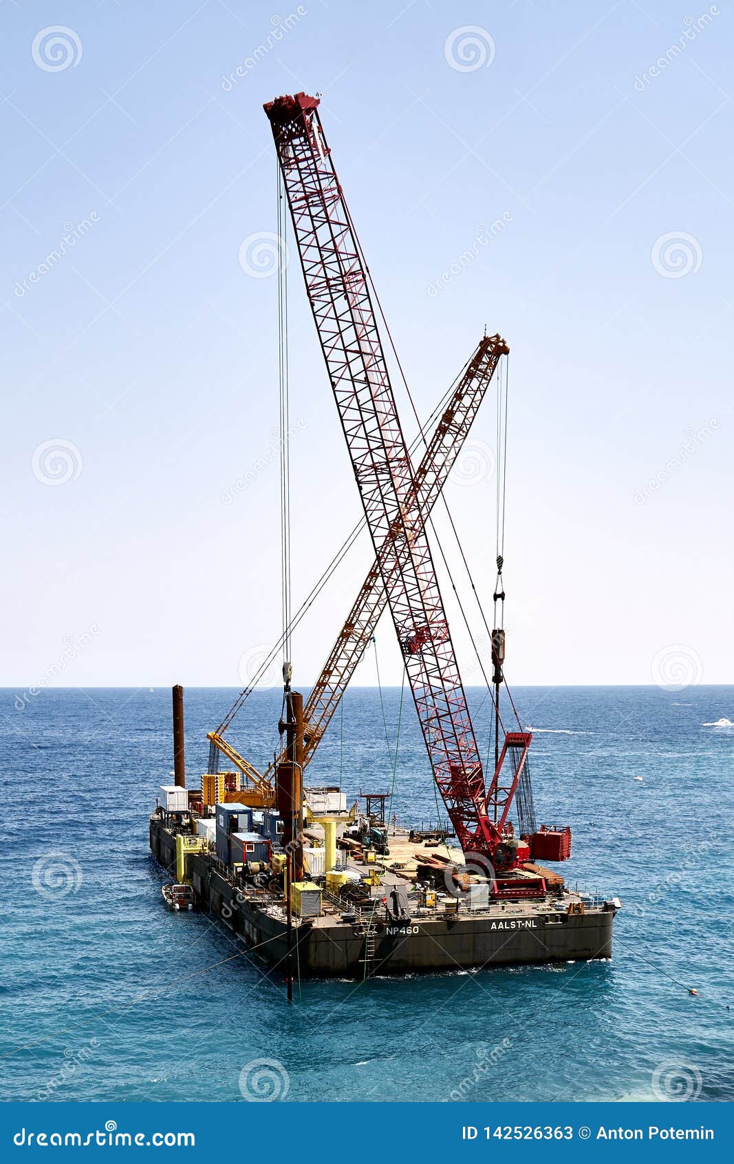 Cranes on Floating Platform Editorial Stock Photo - Image of ship ...